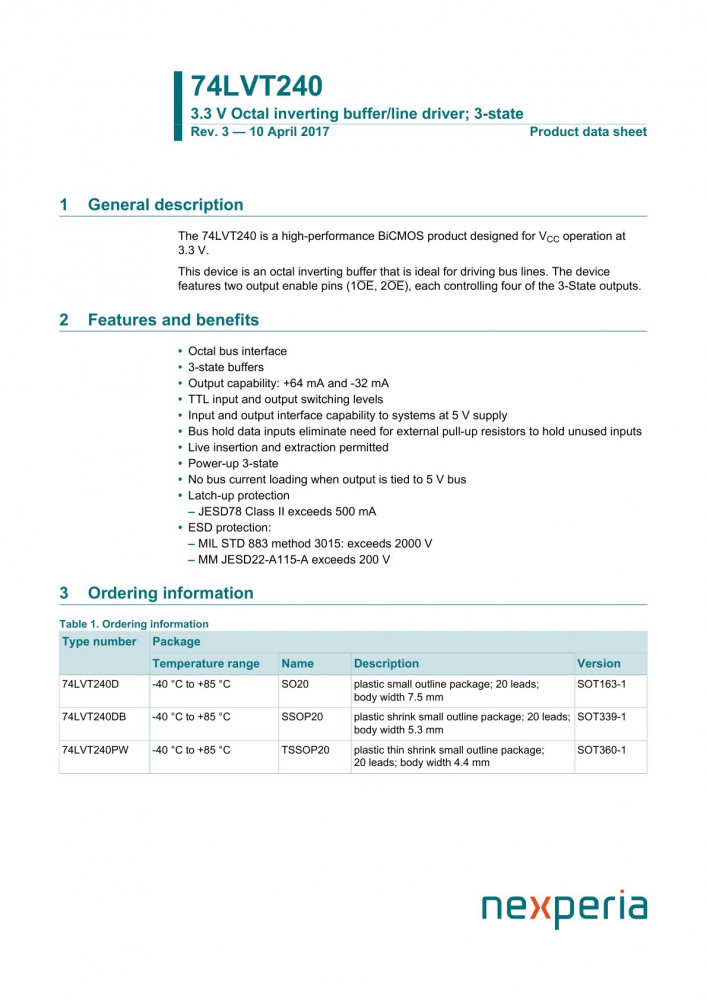 74LVT240 datasheet page 1