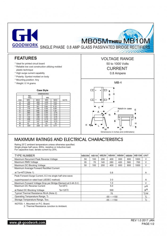 GOODWORK MB10M datasheet page 1