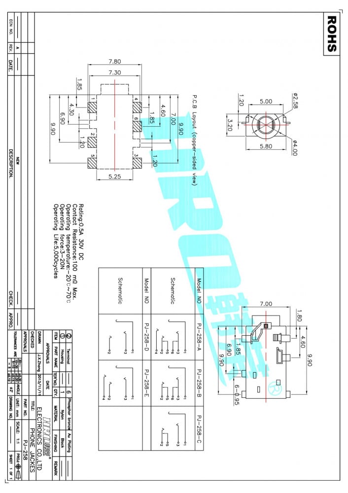 PJ-258 series technical document preview