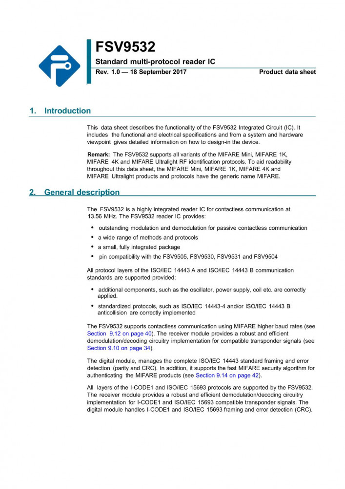 FSV9532 datasheet page 1