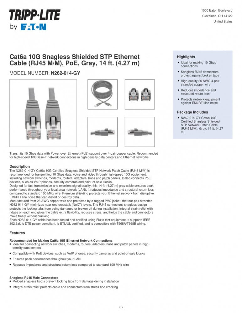 N262-014-GY technical document page 1