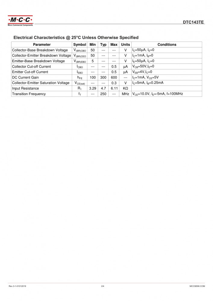 DTC143TE-TP datasheet page 2