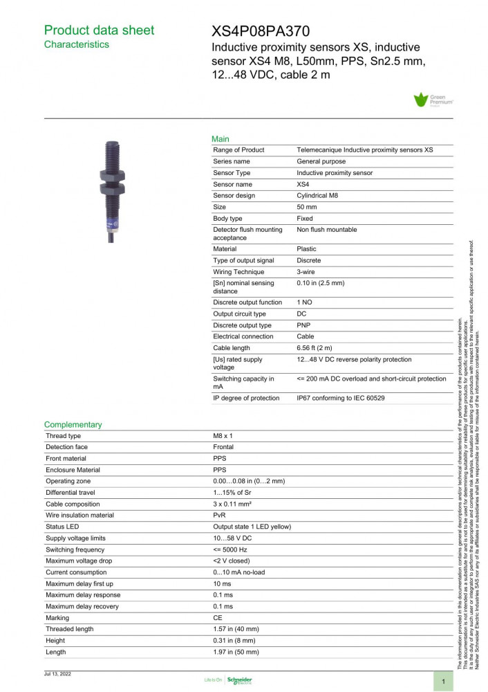 XS4P08PA370 technical document page 1