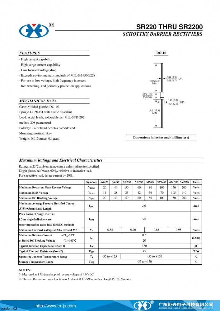 JUXING SR2100 datasheet page 1