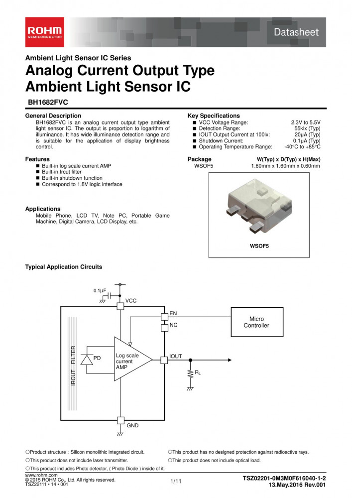 BH1682FVC-TR technical document page 1