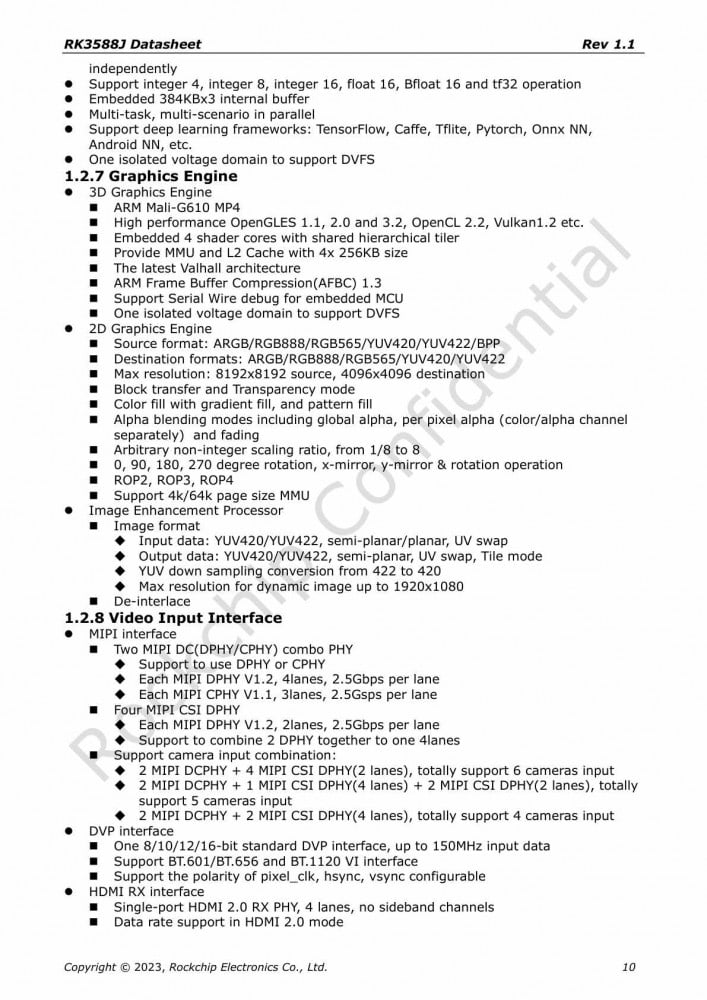 RK3588J datasheet page 10