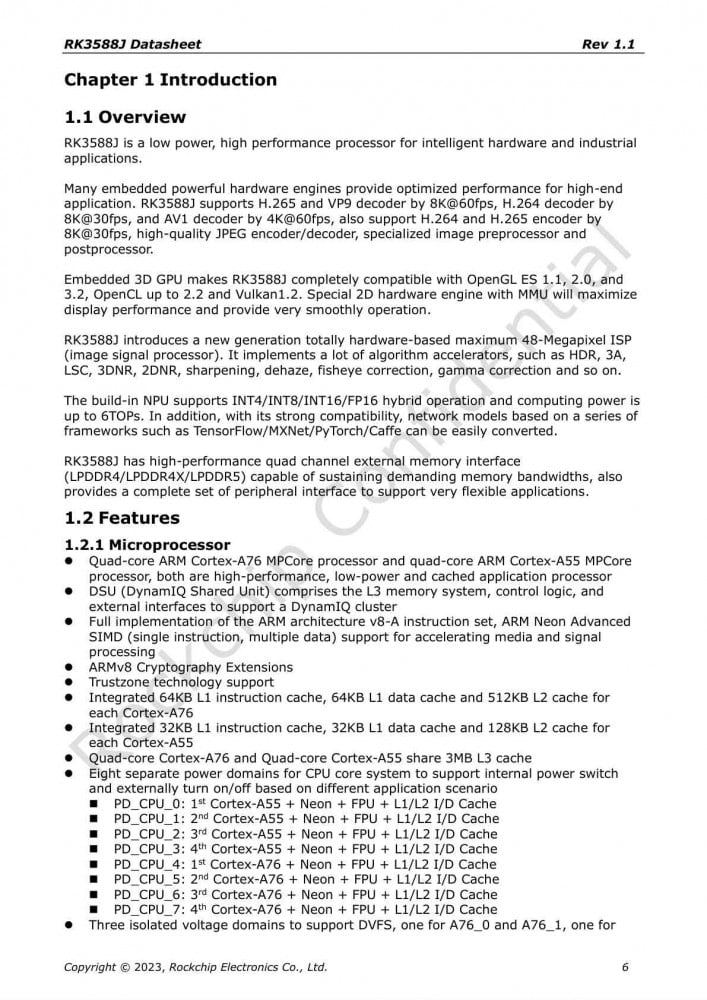 RK3588J datasheet page 6