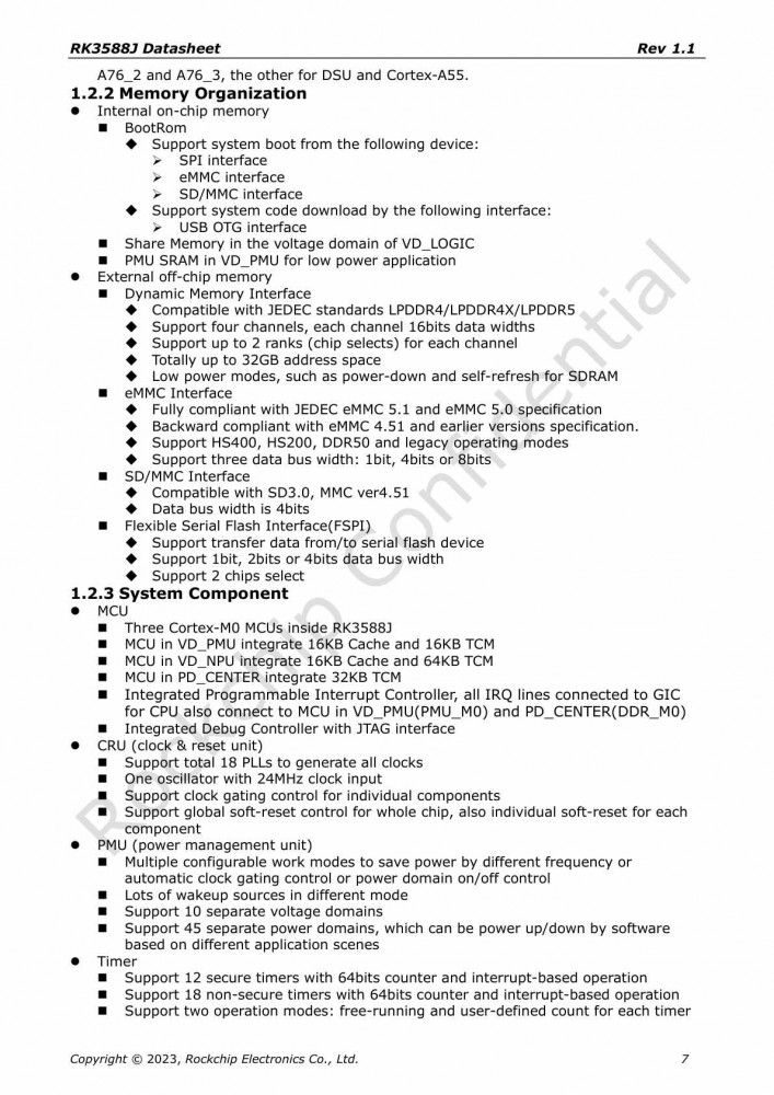 RK3588J datasheet page 7