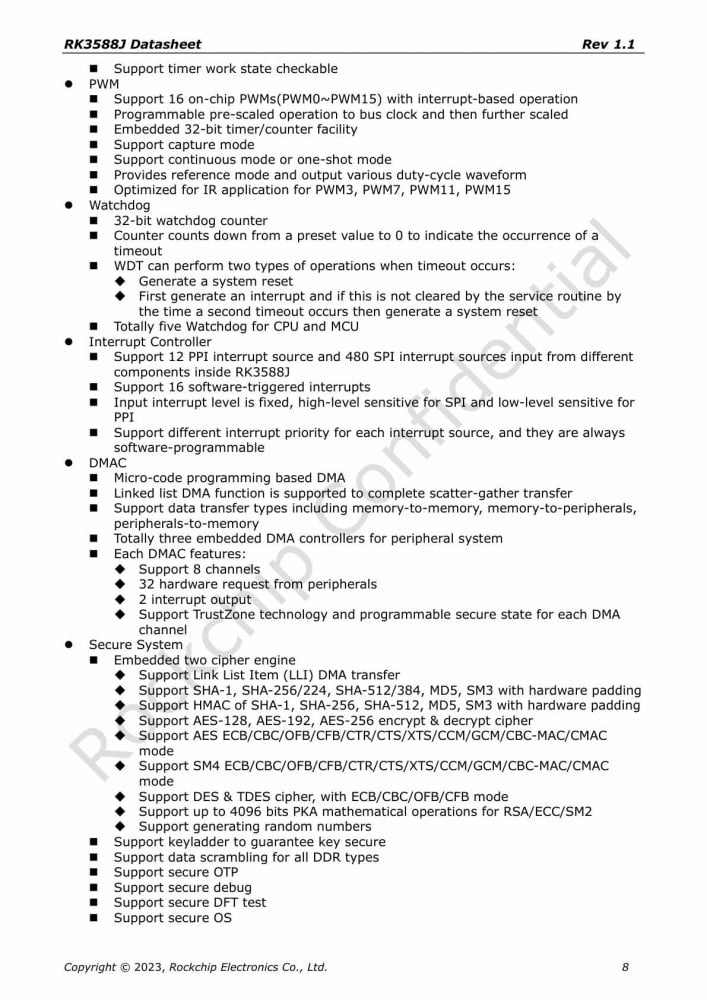 RK3588J datasheet page 8