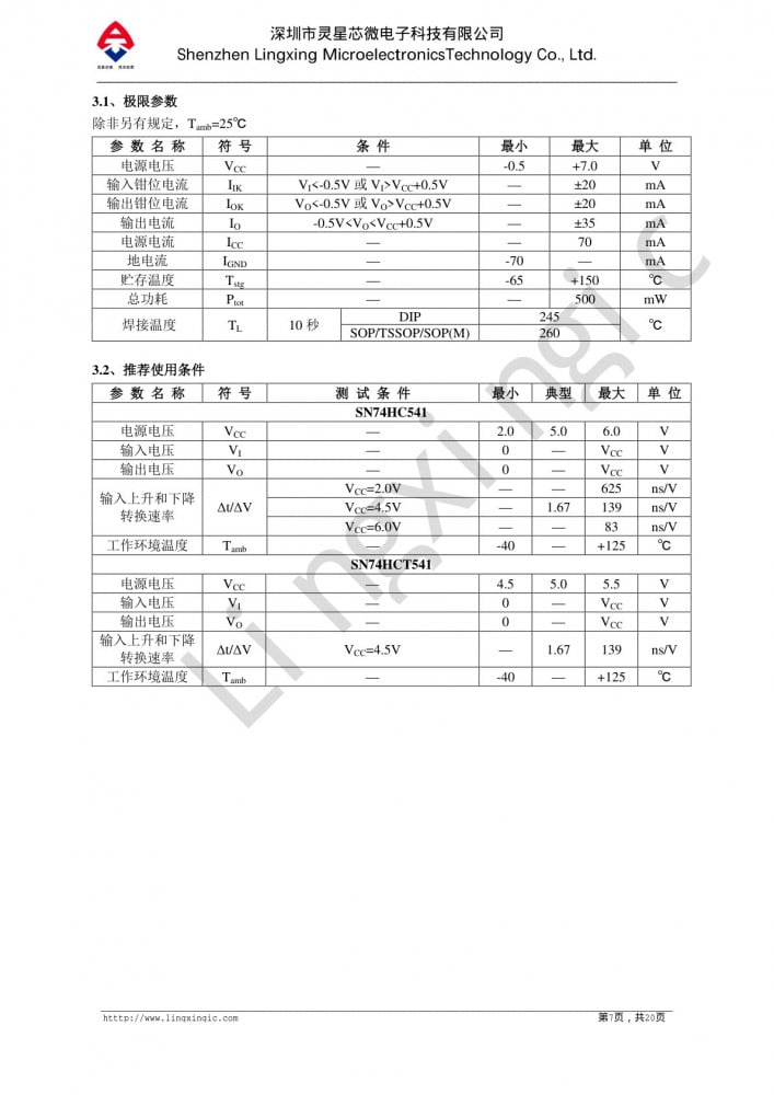 SN74HC541 datasheet page 7