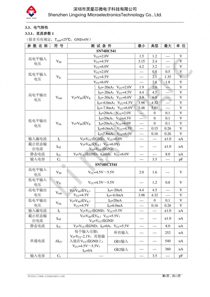 SN74HC541 datasheet page 8