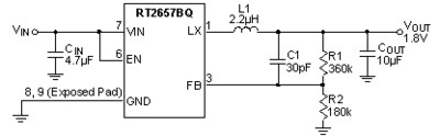 RT2657BQ - 2.25MHz 600mA Synchronous Step-Down Converter for sale
