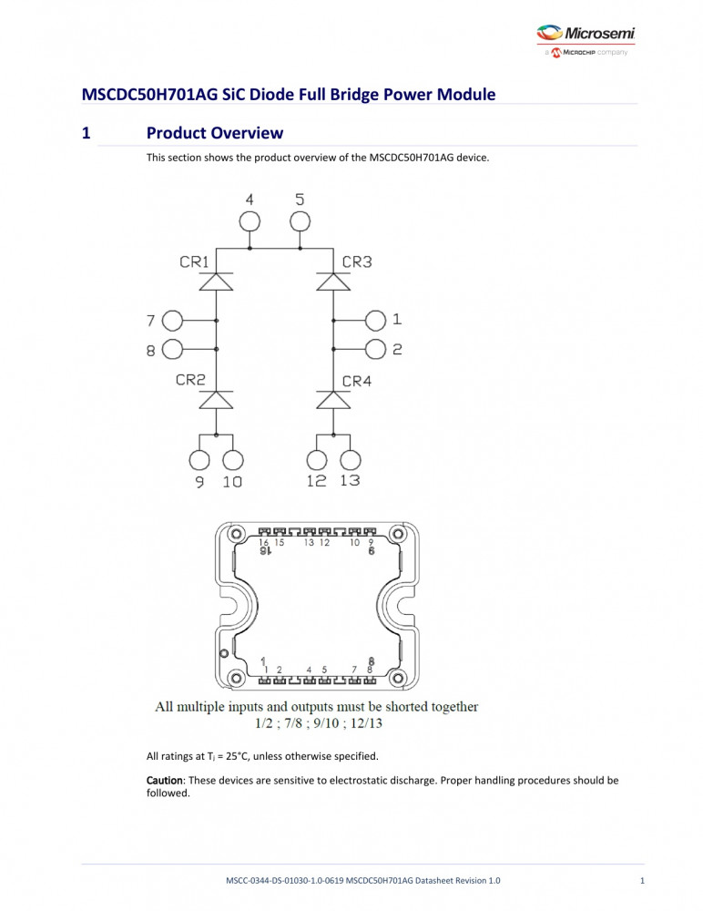 MSCDC50H701AG datasheet page 1
