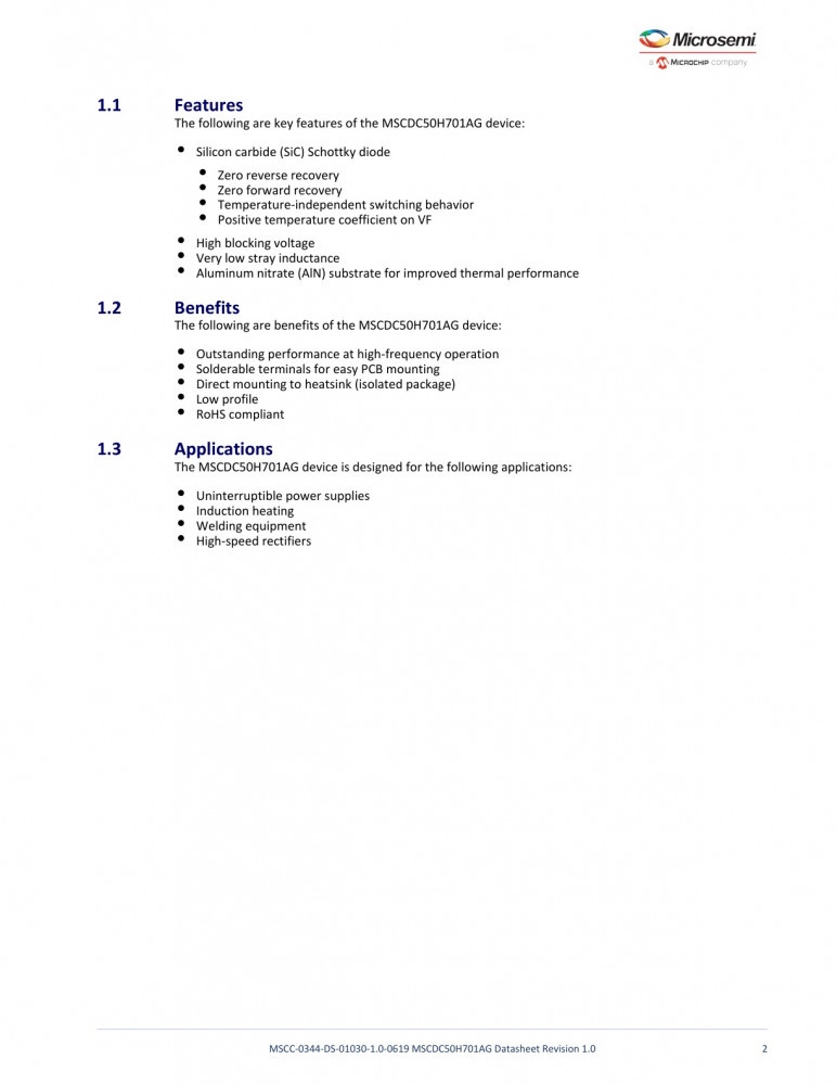 MSCDC50H701AG datasheet page 2