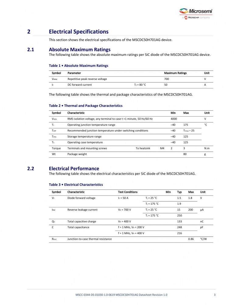 MSCDC50H701AG datasheet page 3