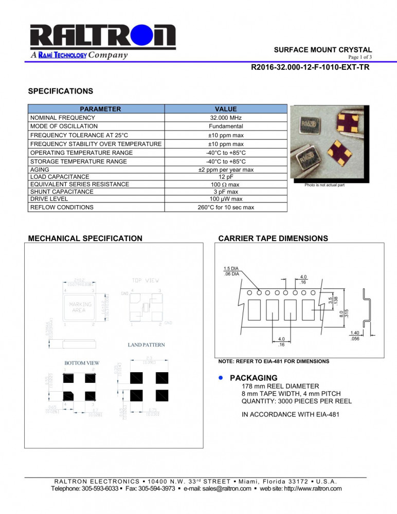 Raltron R2016 technical document page 1