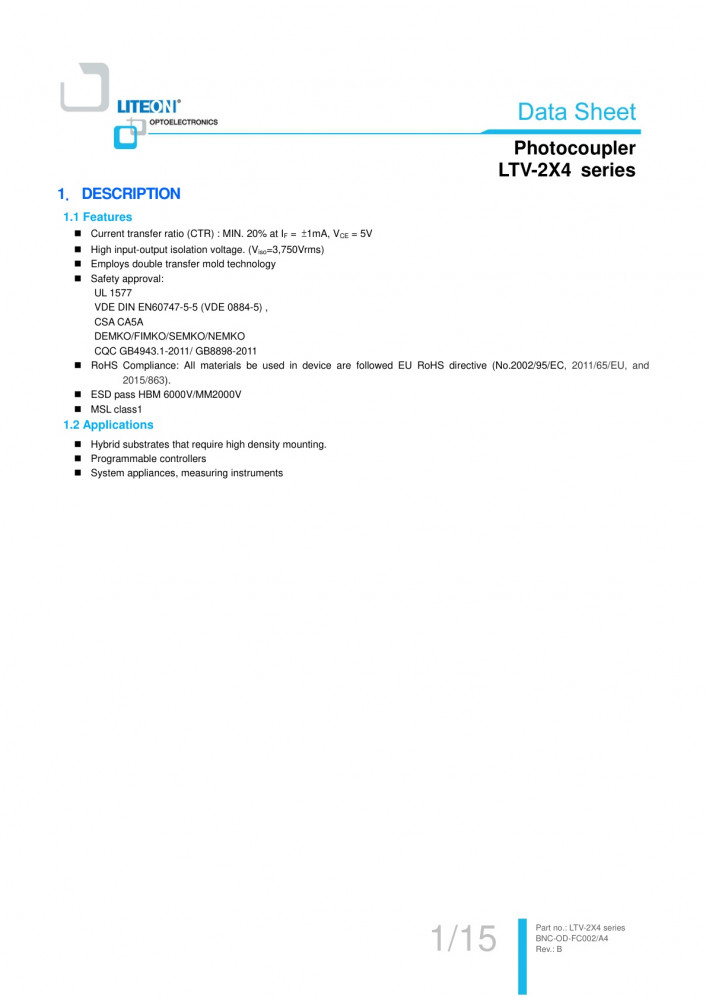 LTV-214 datasheet page 2