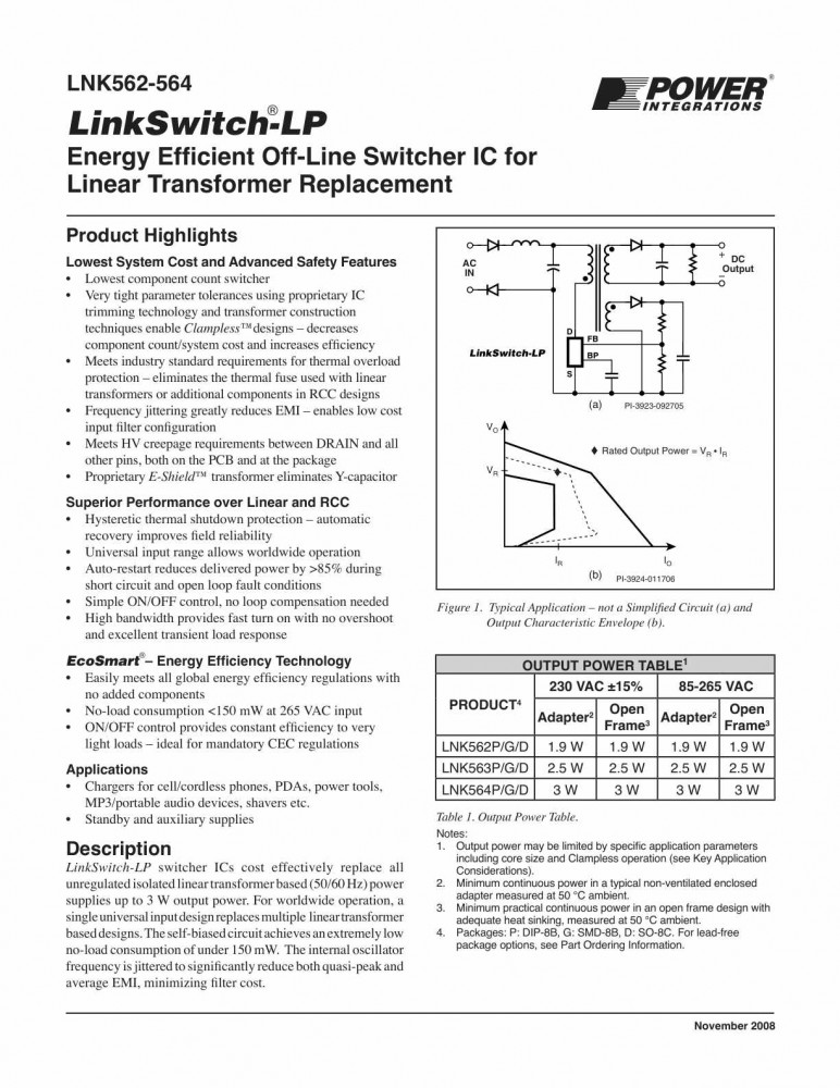 LNK563PN datasheet page 1