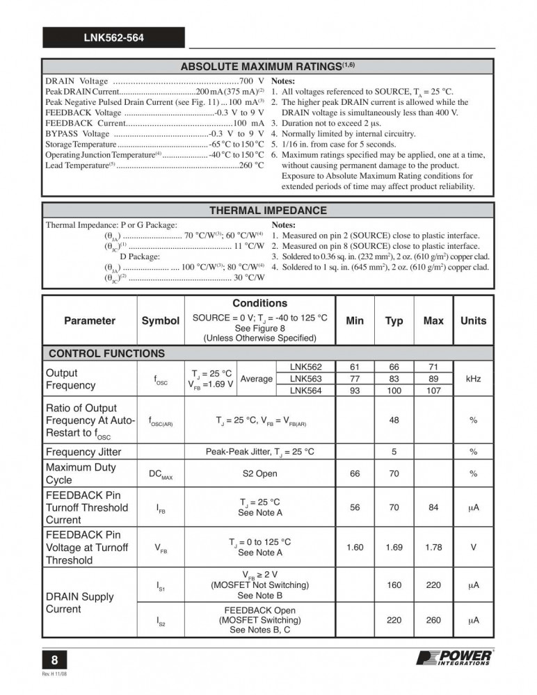 LNK563PN datasheet page 8