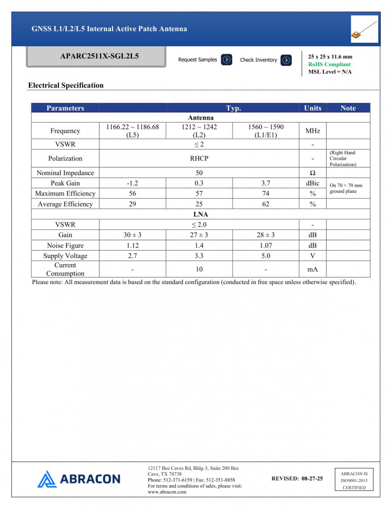 APARC2511X-SGL2L5 datasheet page 3