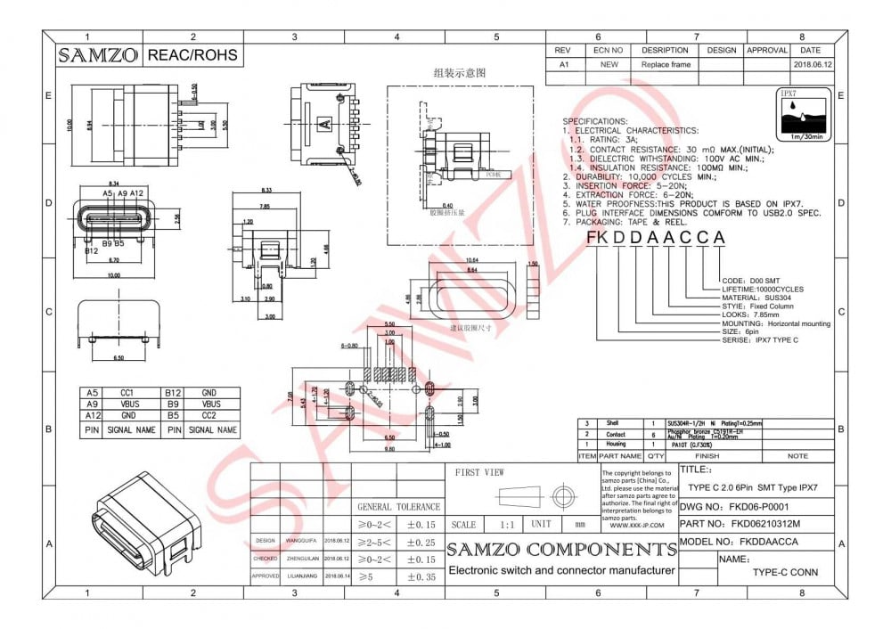 SAMZO FKDDAACCA technical drawing preview