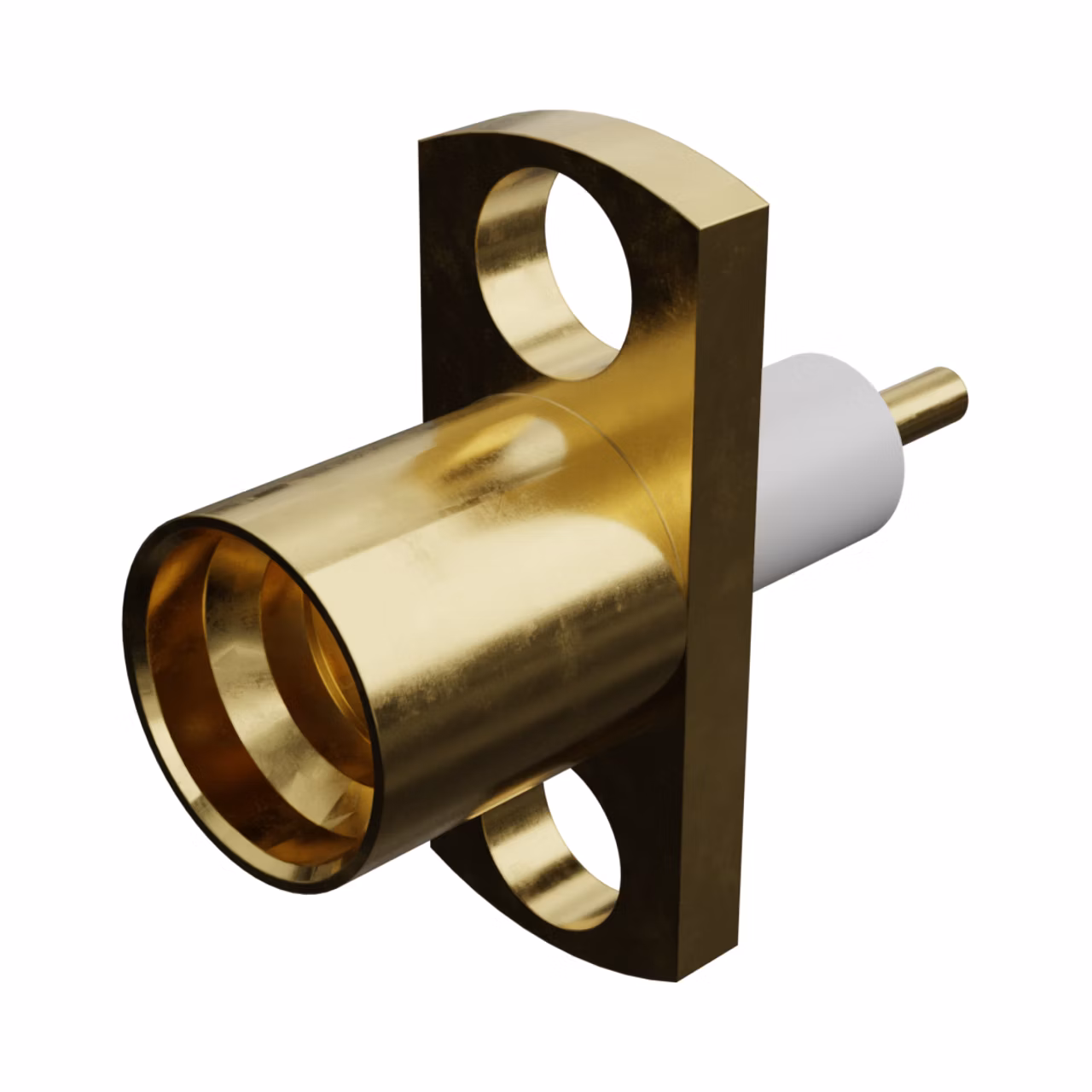 SMP Plug, Straight, Full Detent, 2-Hole Flange Mount, Candlestick, Brass Body, Gold (Au) Plated, 50 Ohms for sale