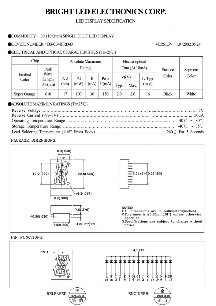 BS-C34JFRD-B technical document page 1