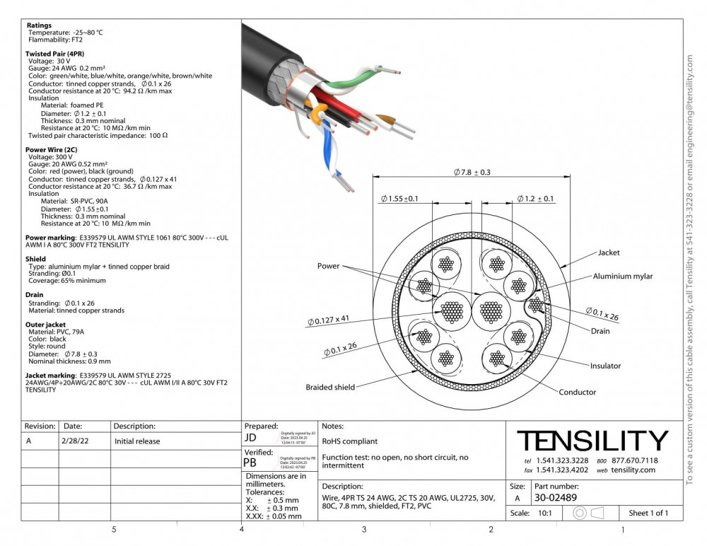 Tensility International 30-02489 cable drawing