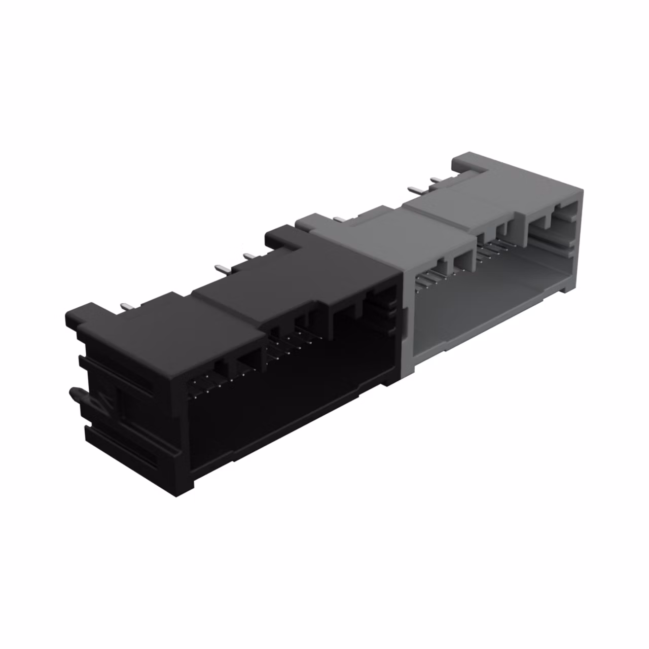 Mini50 Unsealed 2 Bay Vertical Headers, 68 Circuits, Bay A 34 Circuit Hybrid, Polarization A, Black; Bay B 34 Circuit Hybrid, Polarization B, Gray; Tray for sale