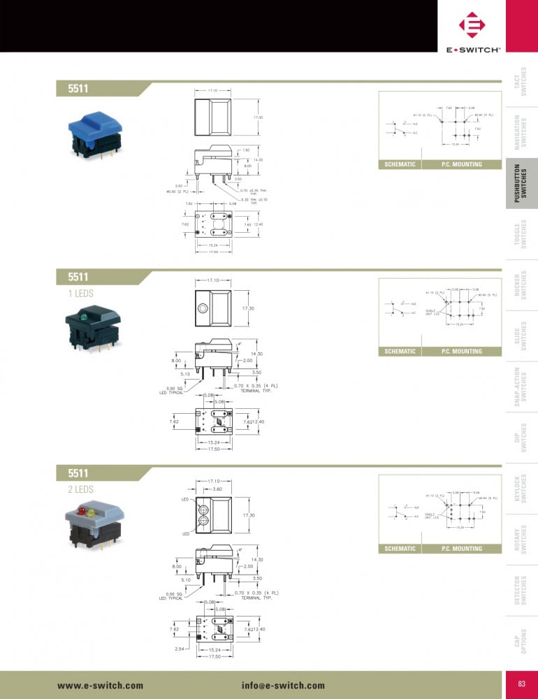 E-Switch Series 5500 documentation page 3