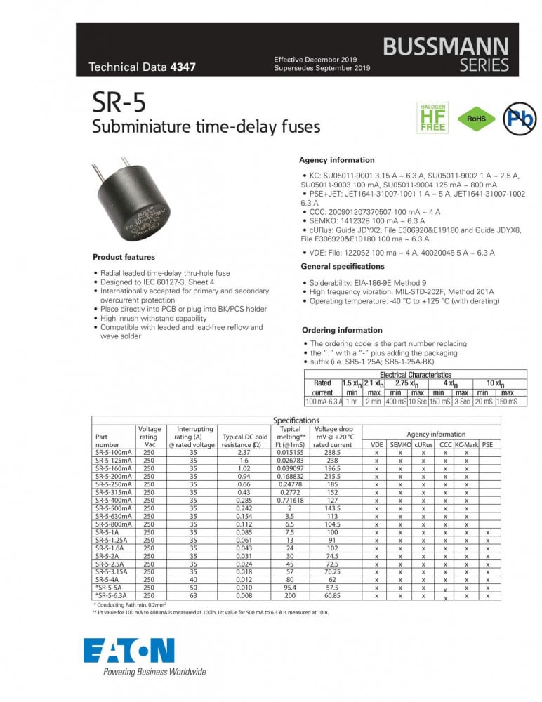 Eaton SR-5 technical document page 1
