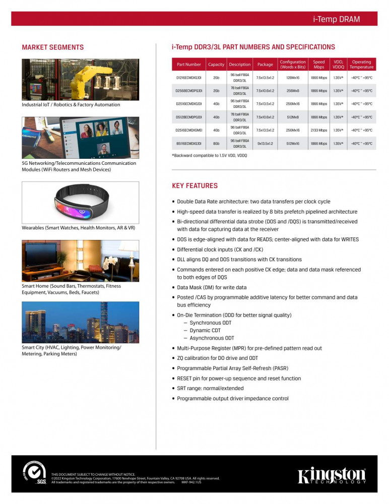 Kingston D1216ECMDXGJDI-U technical document page 2