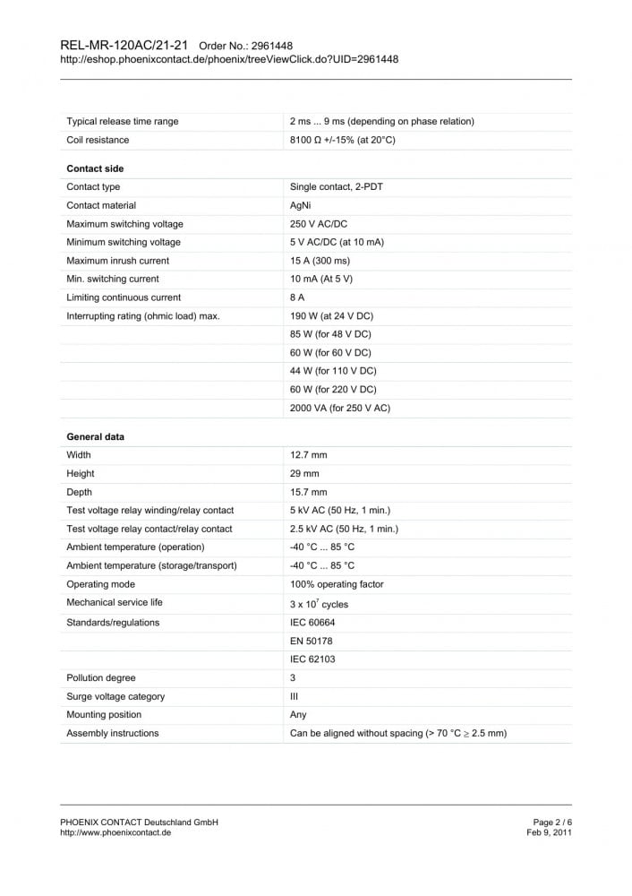 Phoenix Contact 2961448 documentation page 2
