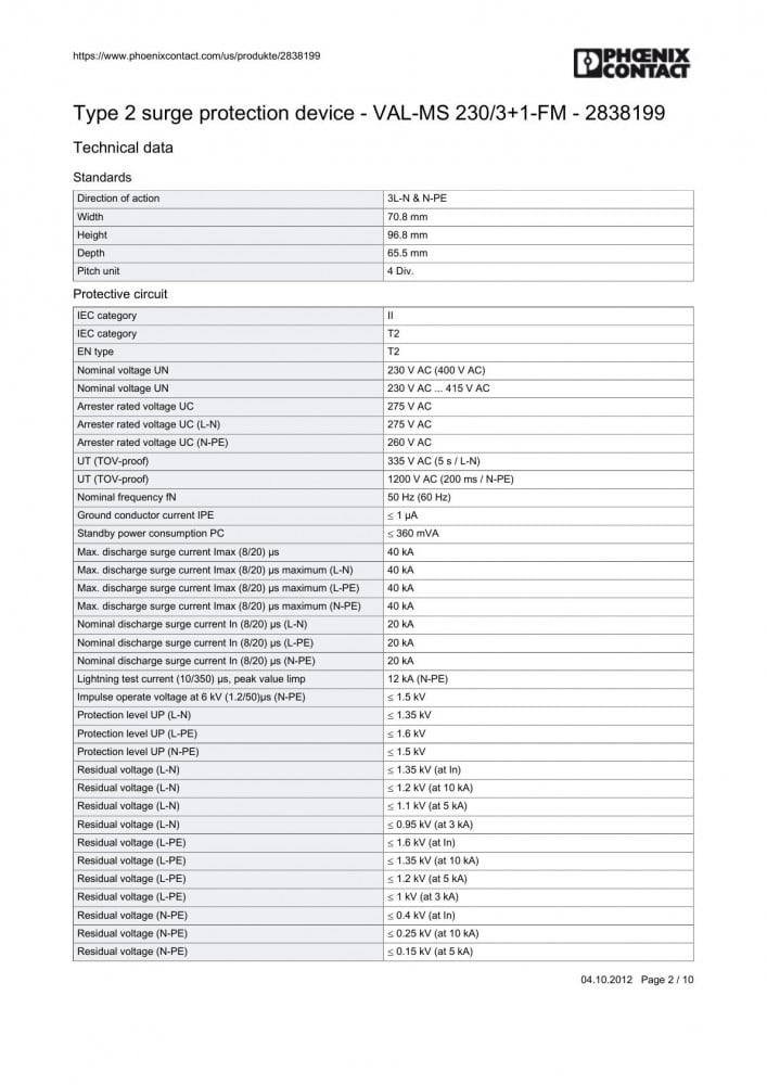 Phoenix Contact 2838199 technical document page 2