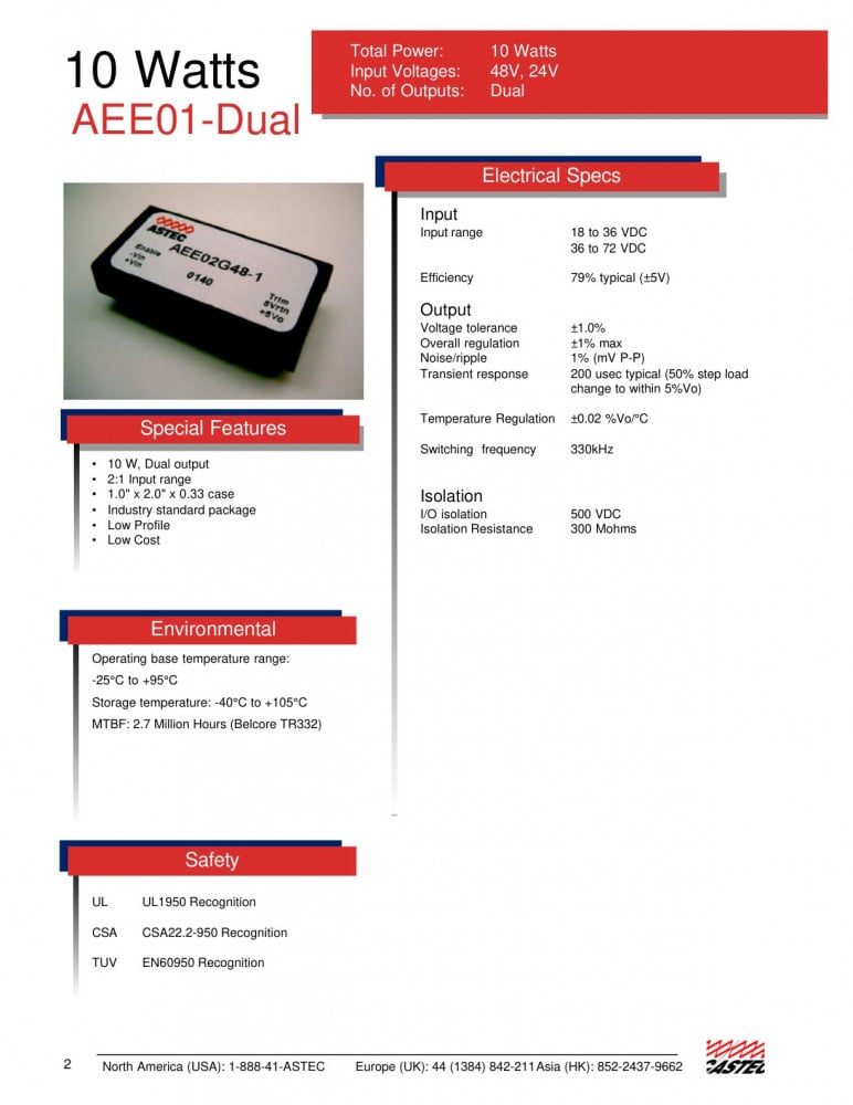 Artesyn AEE01-Dual datasheet page 1