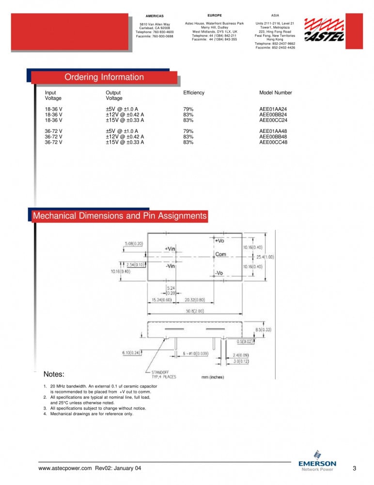 Artesyn AEE01-Dual datasheet page 2
