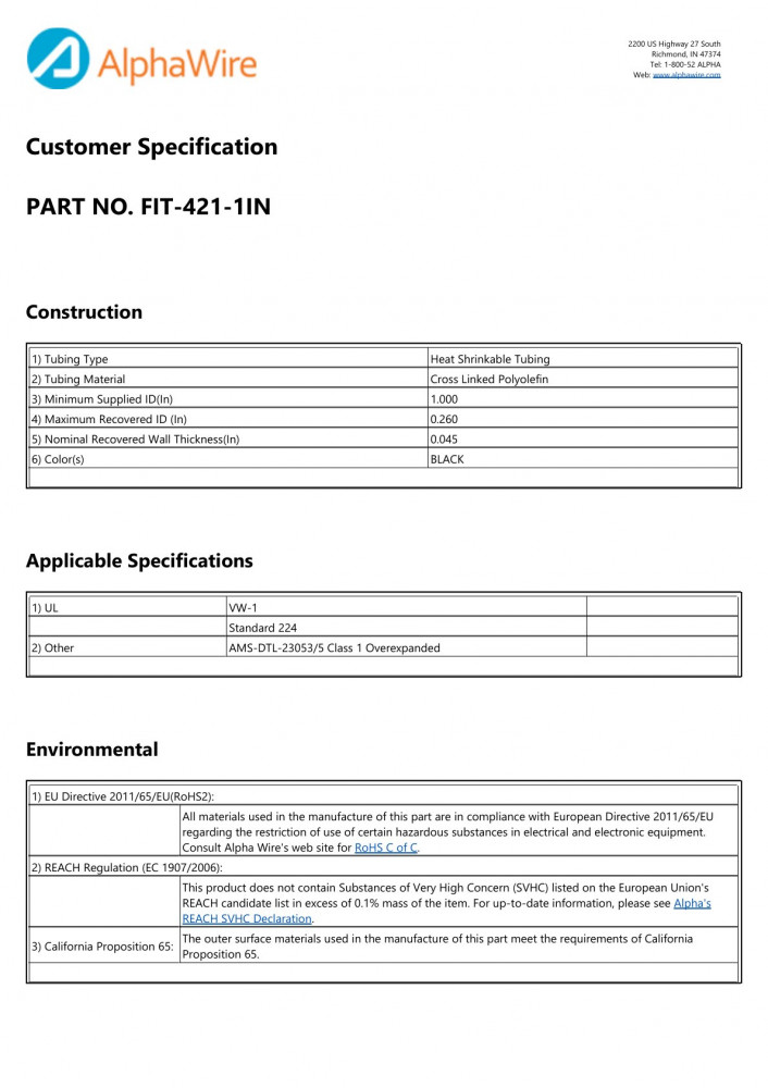 F4211IN BK105 technical specification page 1