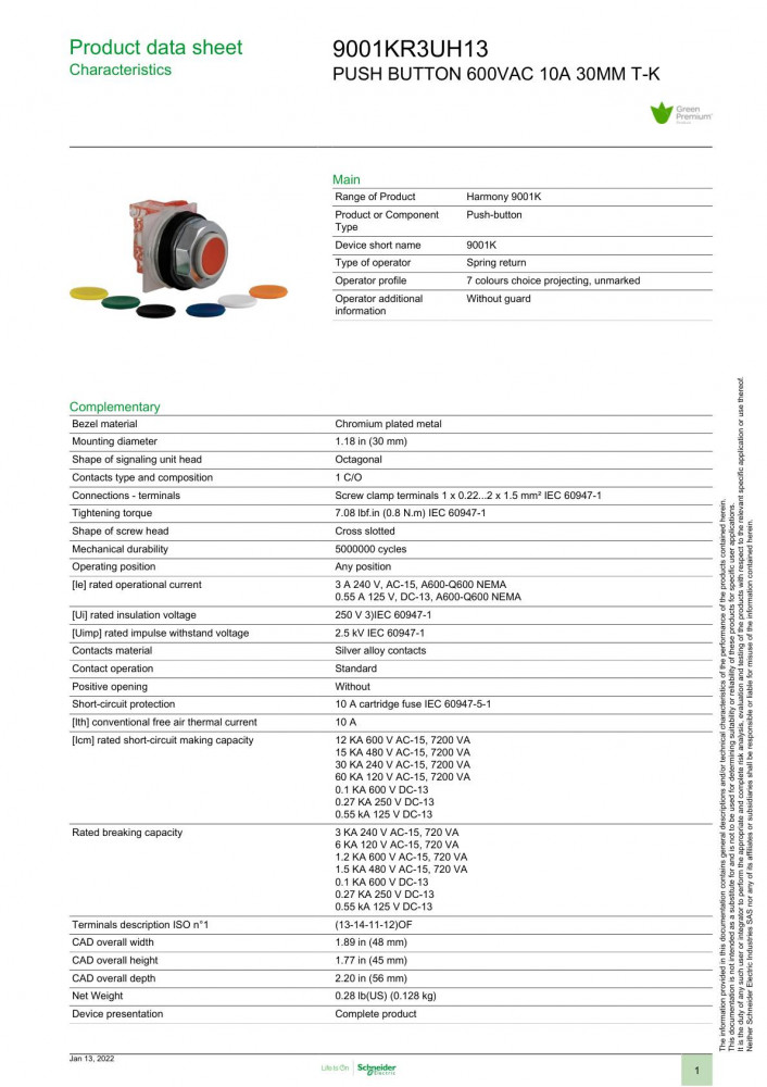 9001KR3UH13 technical document page 1