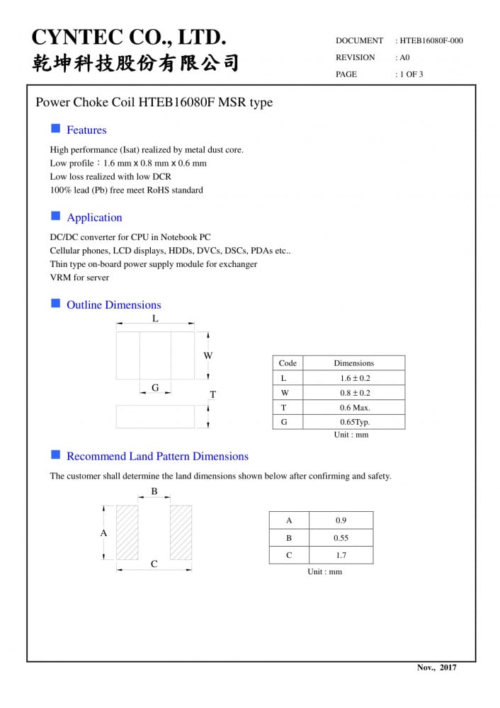 HTEB16080F series datasheet page 1