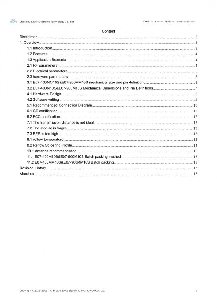 E07-M datasheet page 2