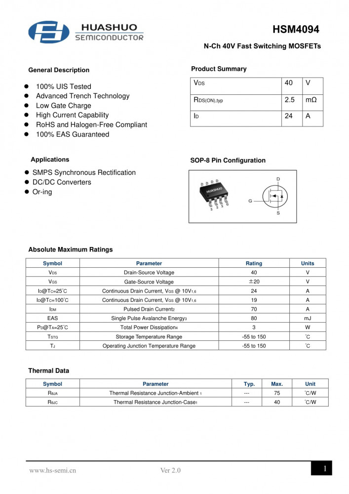 HSM4094 datasheet page 1
