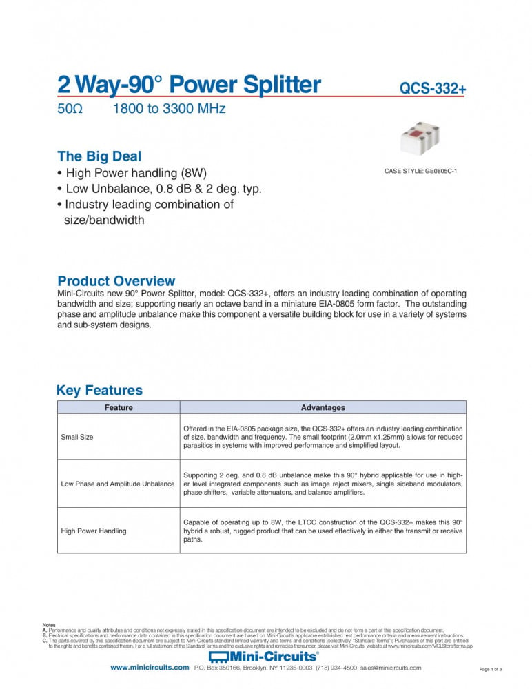 QCS-332+ datasheet page 1