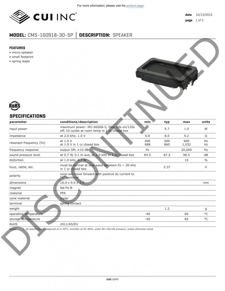 CMS-160918-30-SP datasheet page 1
