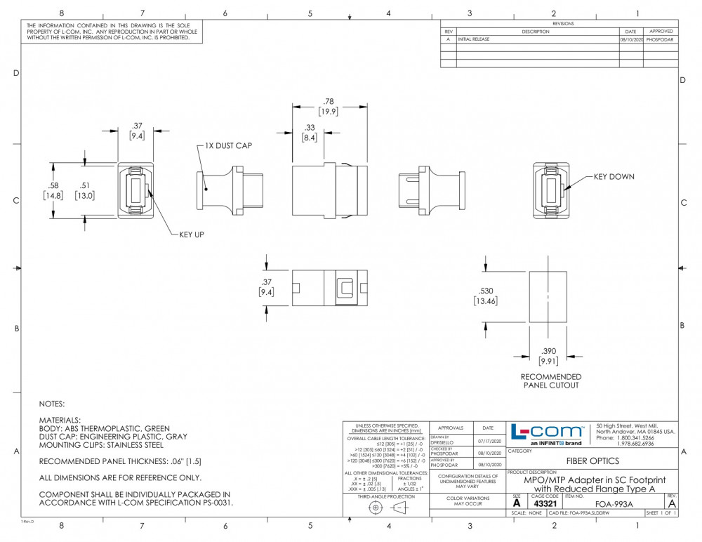 L-com FOA-993A technical document page