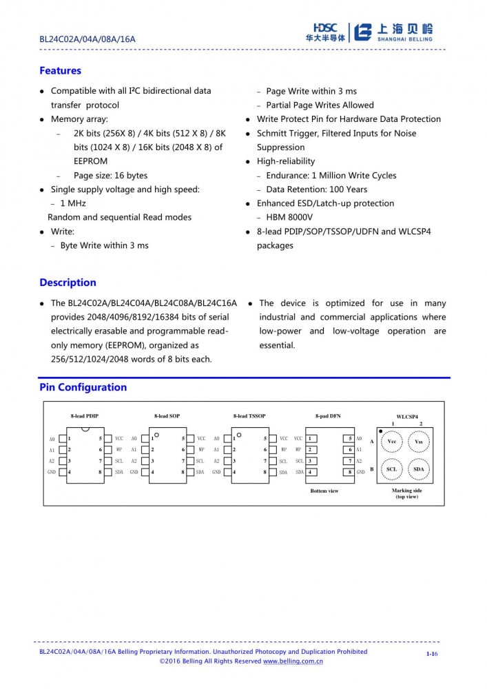 BL24C02A-PARC datasheet page 1
