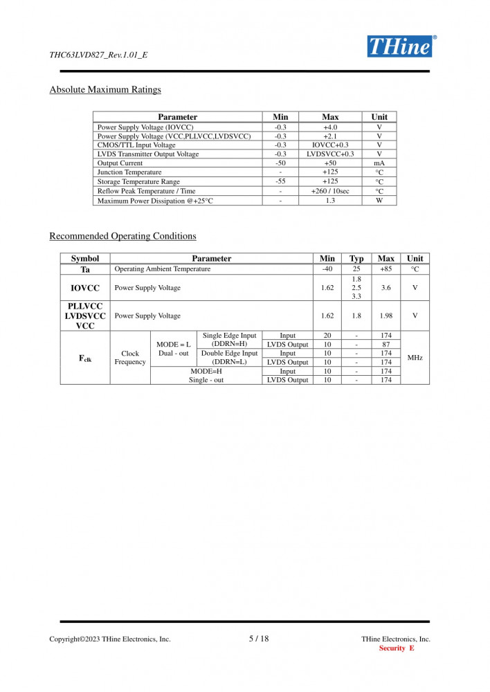 THC63LVD827 datasheet page 5