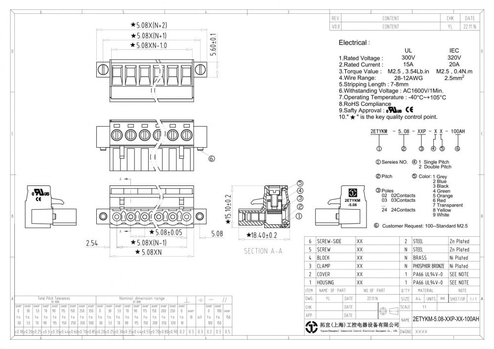 2ETYKM-5.08-08P-14-100AH technical drawing