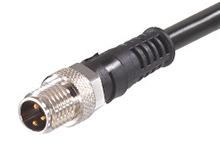 Nano-Change (M8) Single-Ended Cordset, 3 Poles, A-Coded, Male (90°) to Pigtail, 24 AWG, PUR Cable, 2.0m (6.56') Length