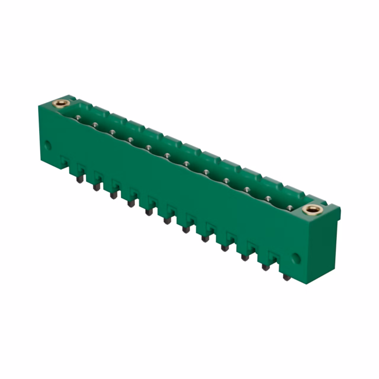 5.00mm Pitch Eurostyle Vertical PCB Header, with Threaded Retention Inserts, Green Housing, 12 Circuits for sale