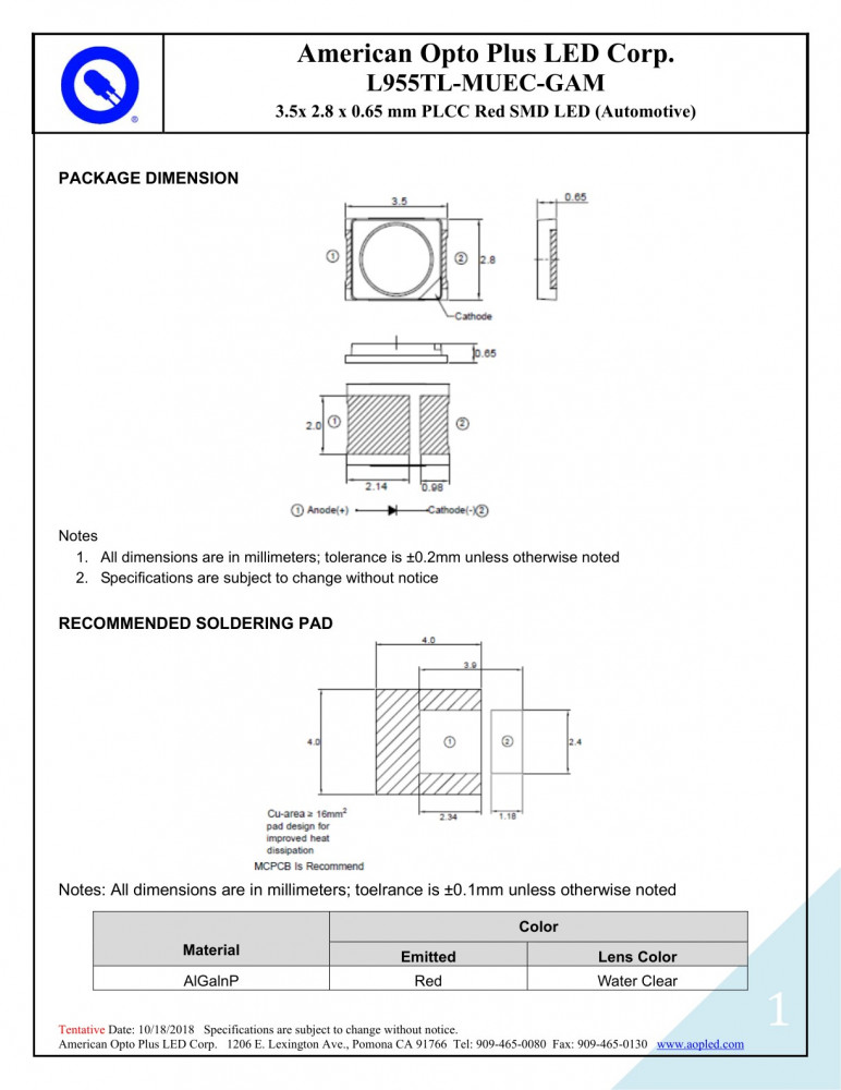 L955TL-MUEC-GAM datasheet page 1